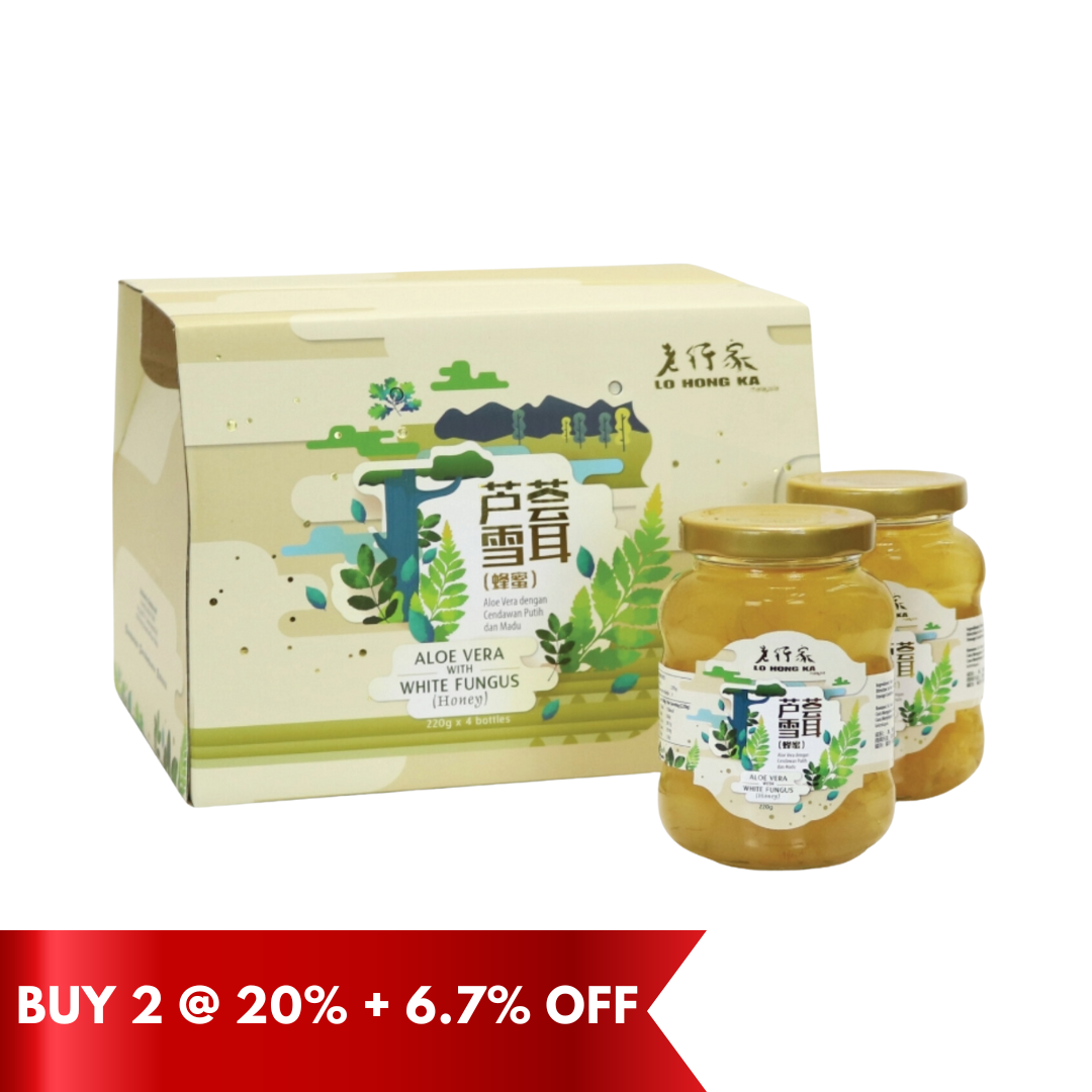 Lo Hong Ka Aloe Vera with White Fungus (Honey) 220g x 4btls – Lo Hong ...